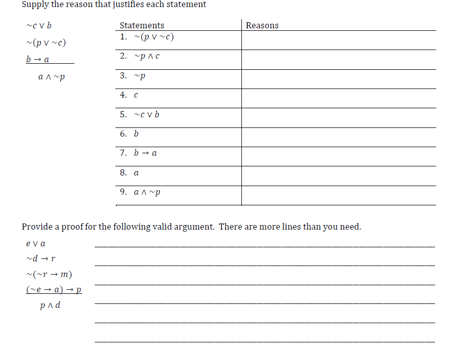 Solved Supply the reason that justifies each statement CVb | Chegg.com