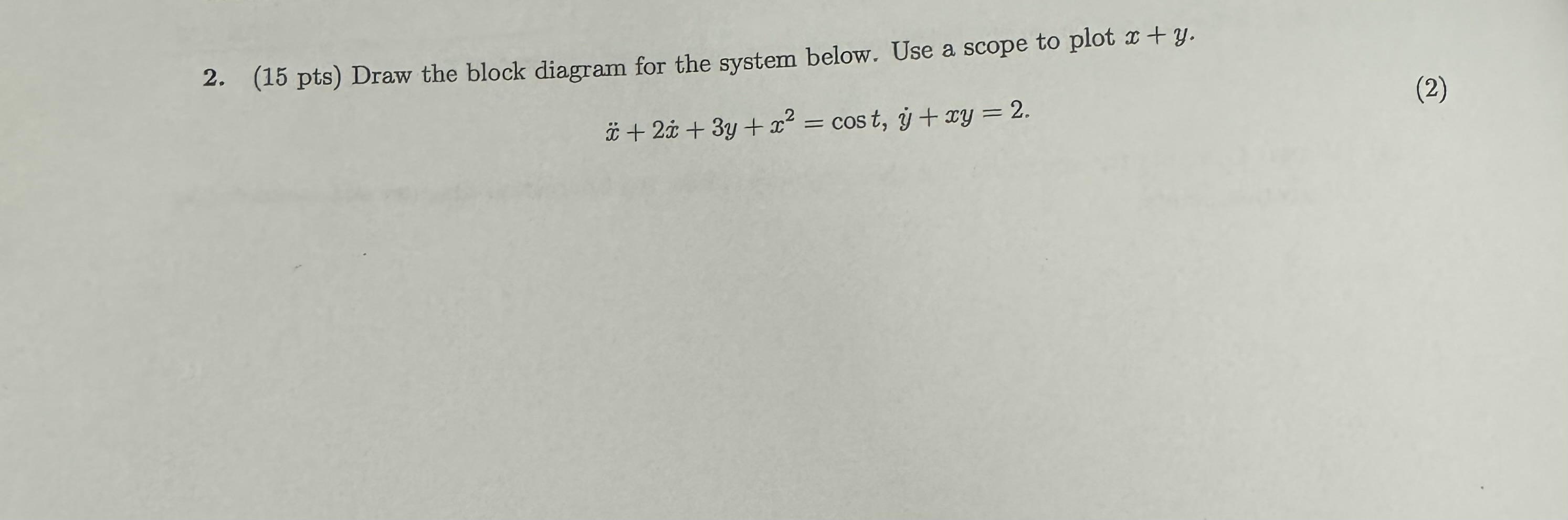 Solved ( 15 pts ) ﻿Draw the block diagram for the system | Chegg.com