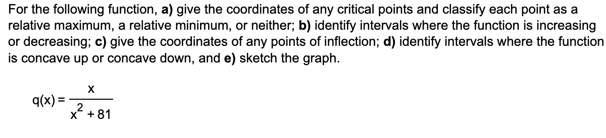 Solved For the following function, a) give the coordinates | Chegg.com
