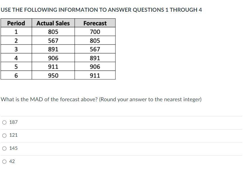 Solved USE THE FOLLOWING INFORMATION TO ANSWER QUESTIONS 1 | Chegg.com
