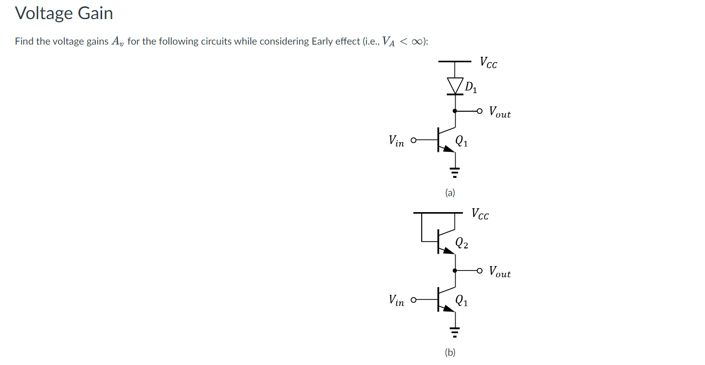 Solved Find the voltage gains Av for the following circuits | Chegg.com