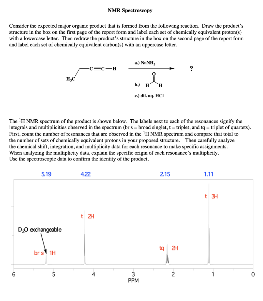 Solved REPORT FORM: NMR SPECTROSCOPY 1H NMR assignments: | Chegg.com
