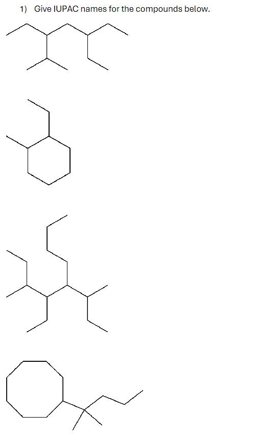 Solved Give IUPAC names for the compounds below. | Chegg.com Solved Give IUPAC names for the compounds below. | Chegg.com