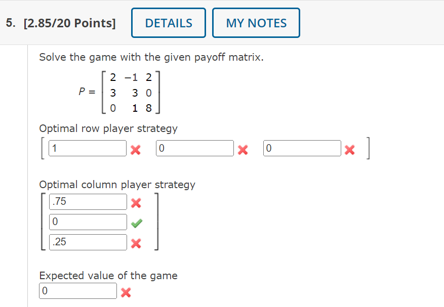 Solved Solve the game with the given payoff | Chegg.com