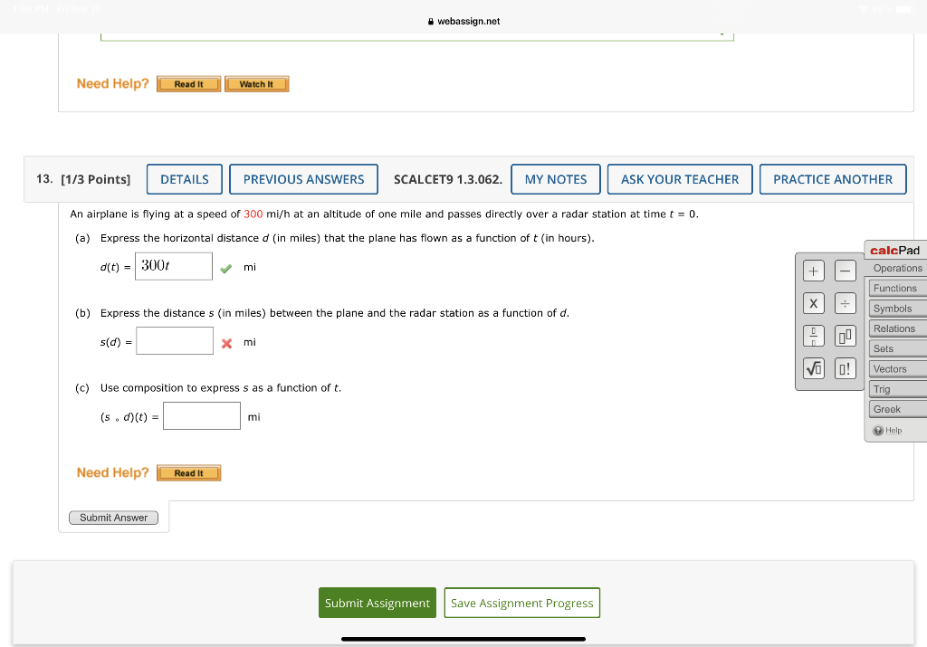 Solved webassign.net Need Help? Read It Watch It 13. [1/3 | Chegg.com