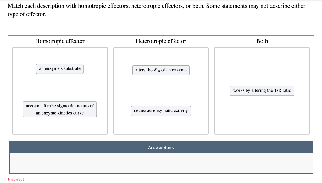 Solved Match each description with homotropic effectors, | Chegg.com