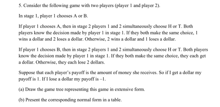 Solved 5. Consider the following game with two players | Chegg.com