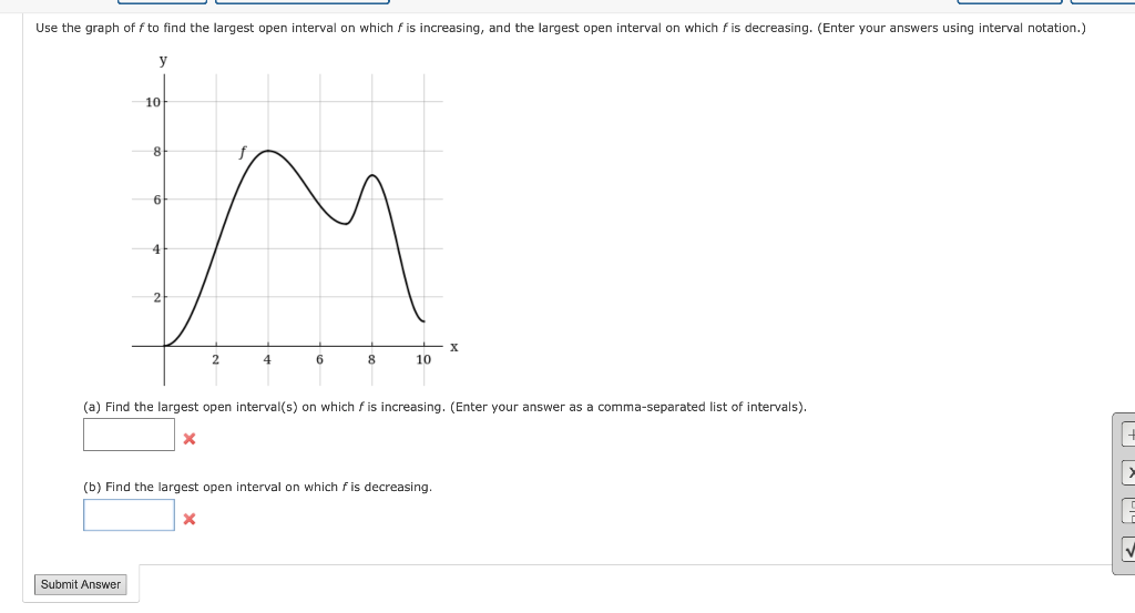 Solved Use the graph of f to find the largest open interval | Chegg.com