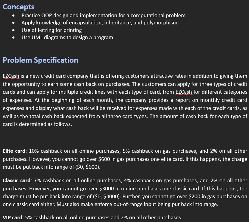 Solved Concepts Practice OOP design and implementation for a | Chegg.com