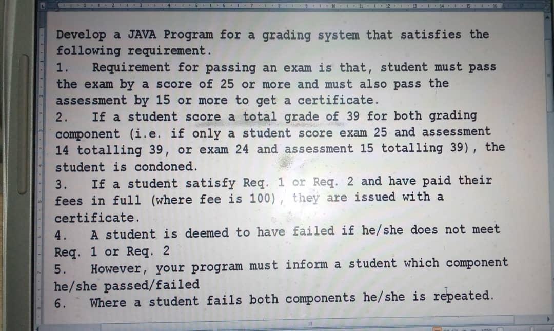 Solved Develop a JAVA Program for a grading system that | Chegg.com