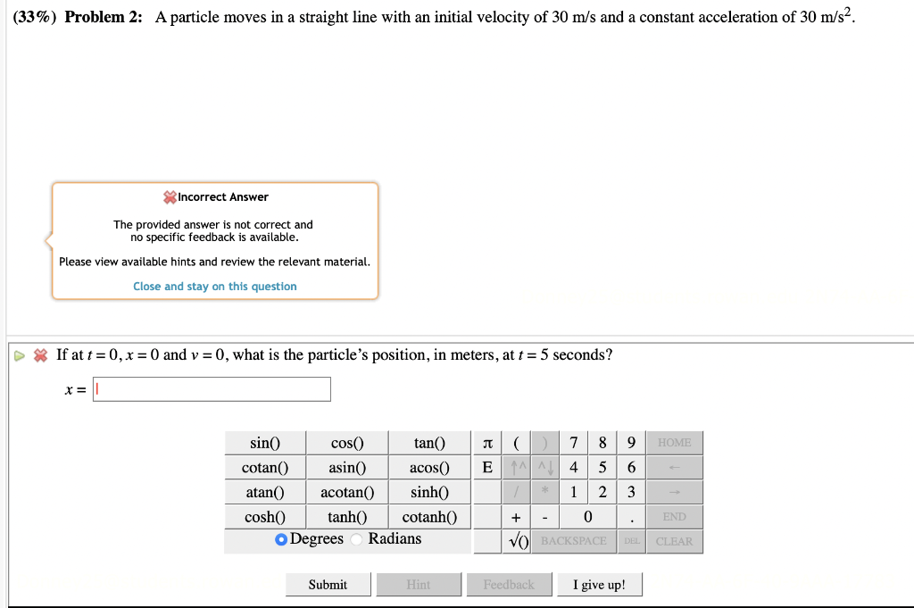 Solved 33\%) Problem 2: A particle moves in a straight line | Chegg.com