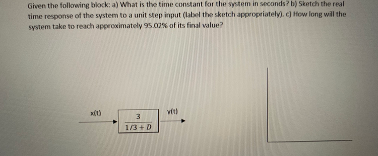Solved Given the following block: a) What is the time | Chegg.com