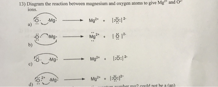 Solved and O 13) Diagram the reaction between magnesium and | Chegg.com
