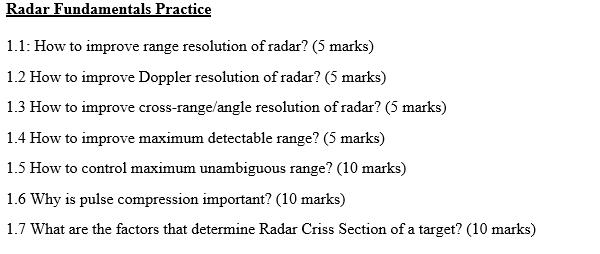 Solved Radar Fundamentals Practice 1.1: How to improve range | Chegg.com