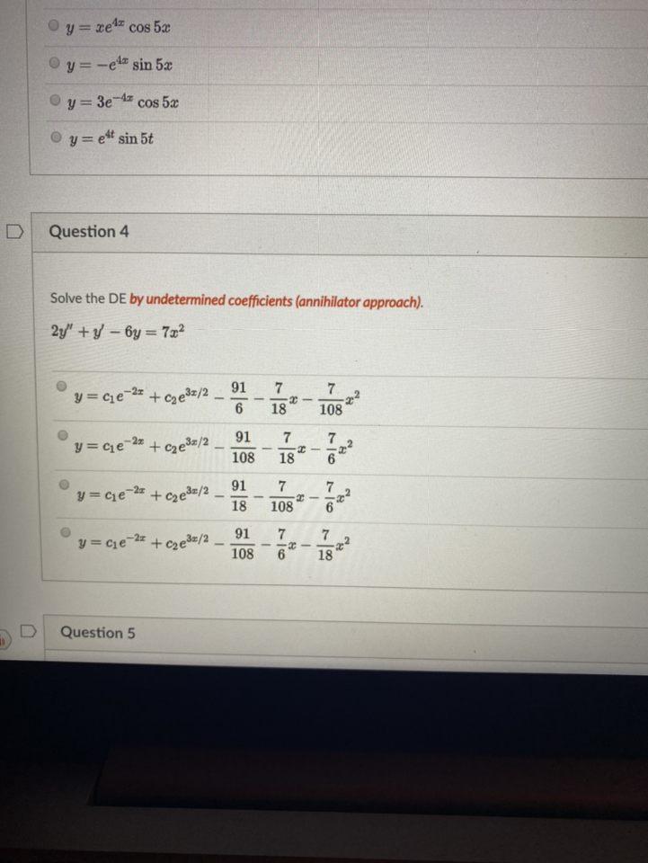 Solved ce4 cos 52 v=-e4a sin 52 y=3e cos 5x y=e* sin 5t | Chegg.com