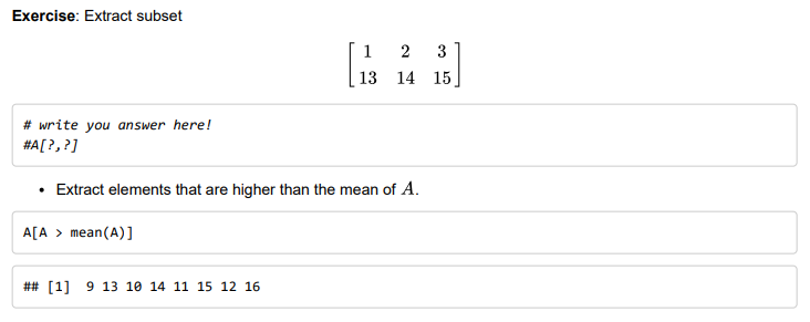 Solved Exercise: Extract subset 1 2 3 ( 13 14 15 # write you | Chegg.com Solved Exercise: Extract subset 1 2 3 ( 13 14 15 # write you | Chegg.com