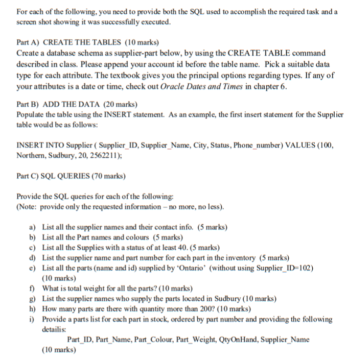 Solved For each of the following, you need to provide both | Chegg.com