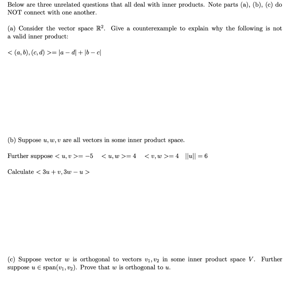 Solved Below are three unrelated questions that all deal | Chegg.com