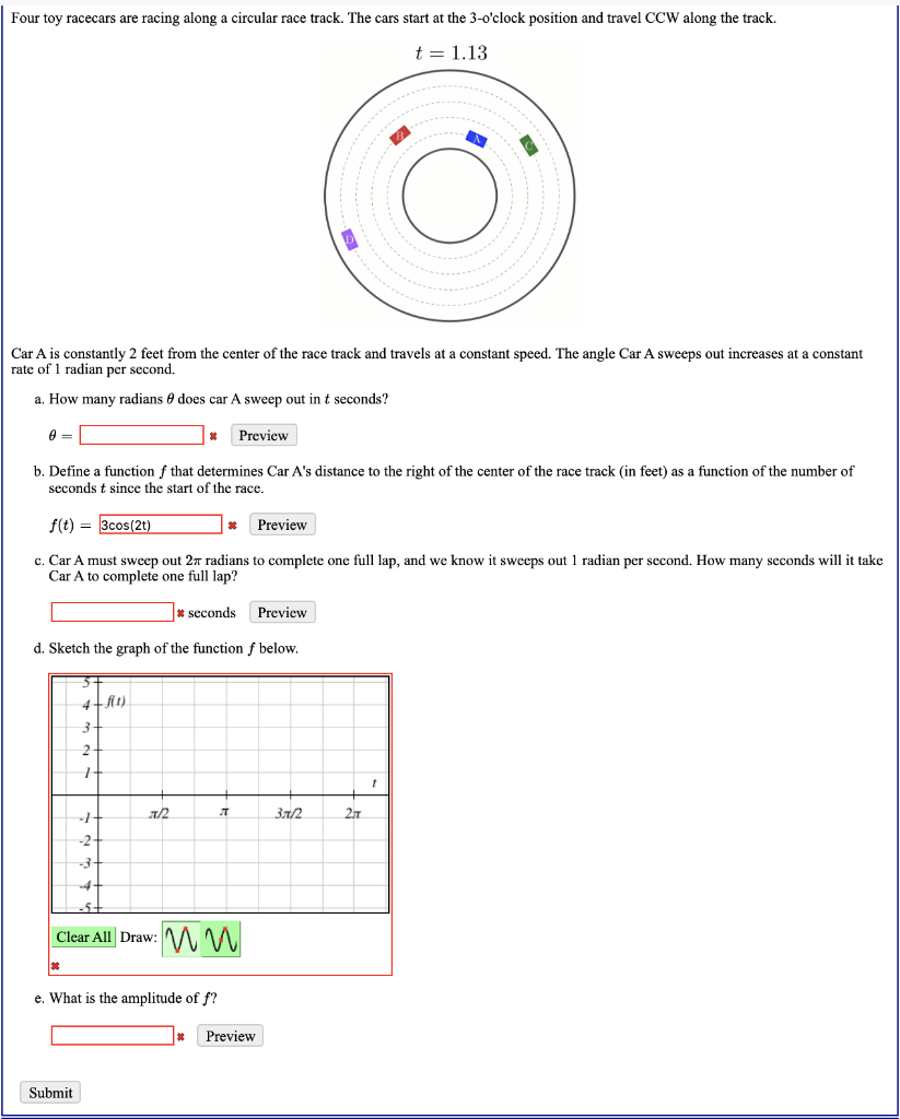 Solved Four toy racecars are racing along a circular race | Chegg.com