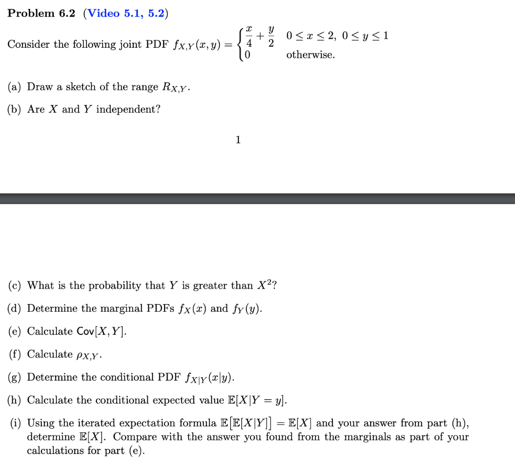 Solved Problem 6.2 (Video 5.1, 5.2) Consider the following | Chegg.com