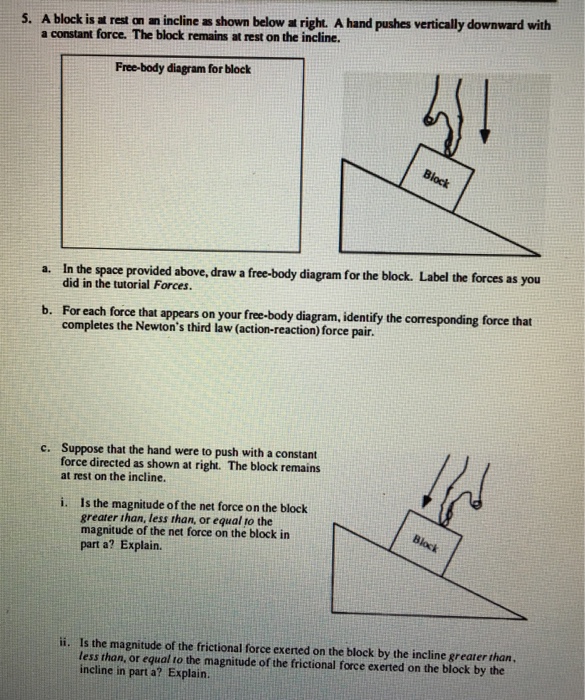 Solved 5. A block is at rest on an incline器shown | Chegg.com