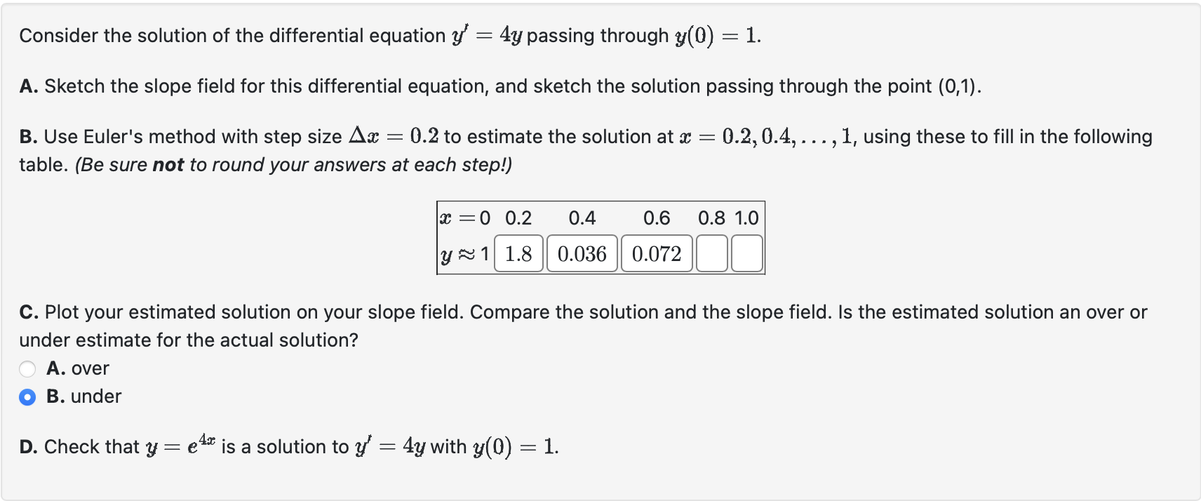Solved Consider The Solution Of The Differential Equation