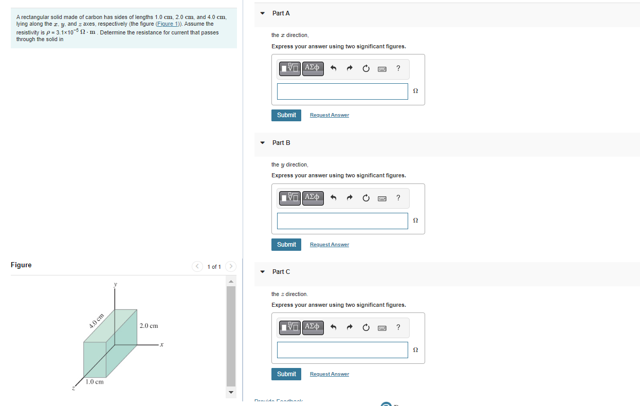 Solved A rectangular solid made of carbon has sides of | Chegg.com