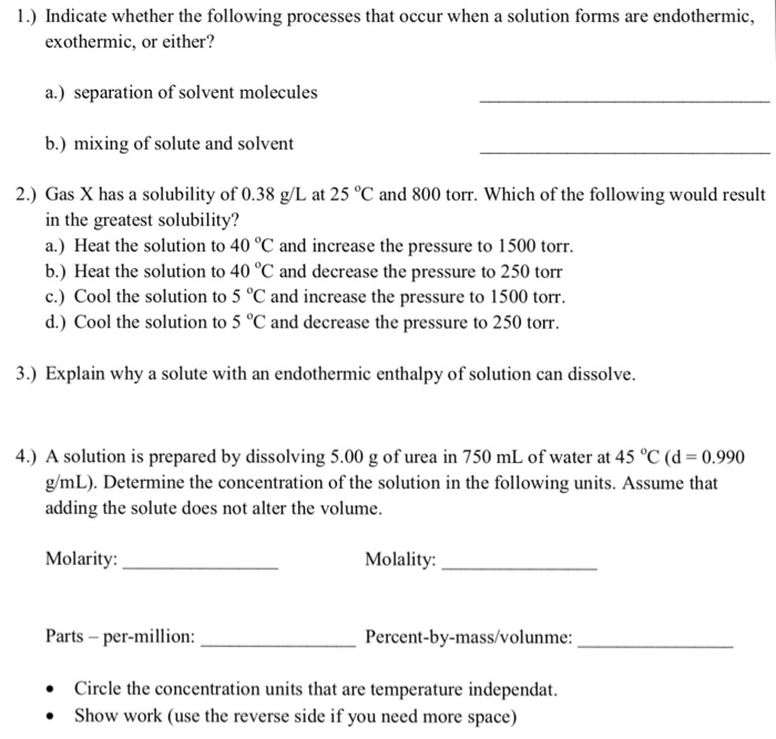 Solved 1.) Indicate whether the following processes that | Chegg.com
