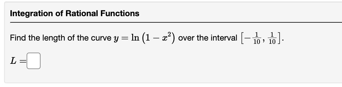 Solved Find the length of the curve y=ln(1−x2) over the | Chegg.com