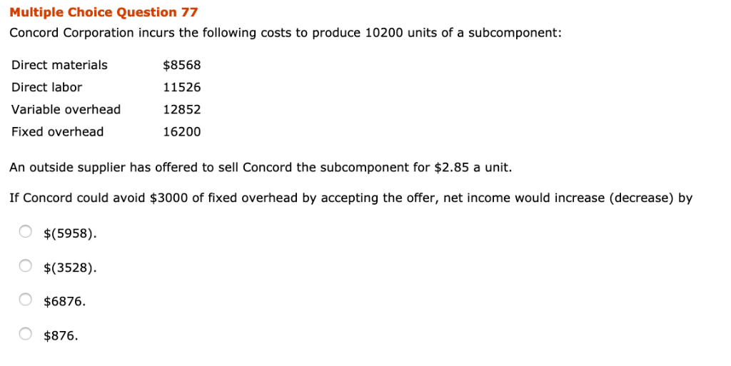 Solved Multiple Choice Question 77 Concord Corporation | Chegg.com Solved Multiple Choice Question 77 Concord Corporation | Chegg.com