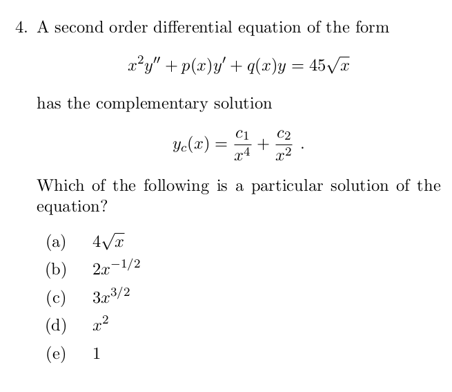 Solved 4. A second order differential equation of the form | Chegg.com