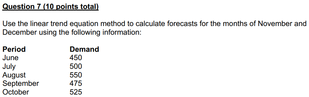 Solved Use the linear trend equation method to calculate | Chegg.com