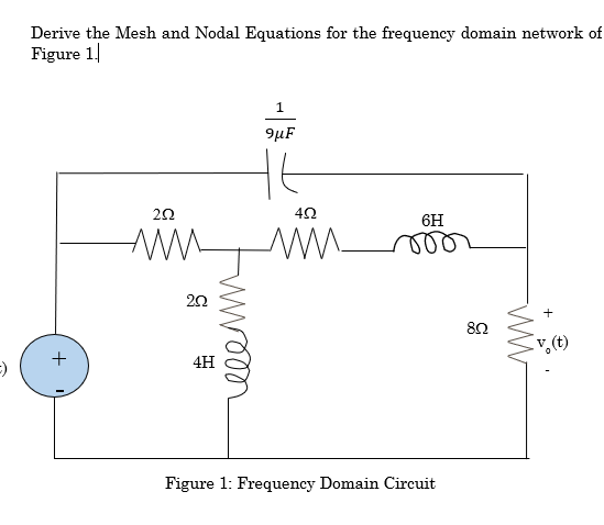 Solved Derive the Mesh and Nodal Equations for the frequency | Chegg.com