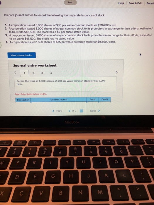 Solved Help Save &Exit Submi Prepare journal entries to | Chegg.com