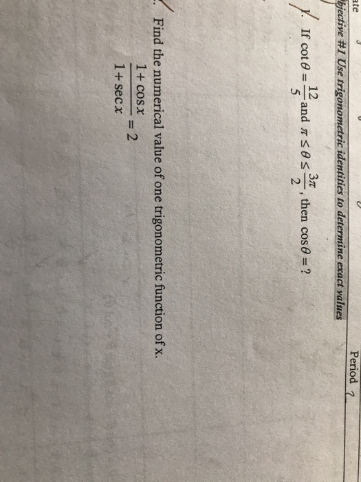 Solved Use trigonometric identities to determine exact | Chegg.com