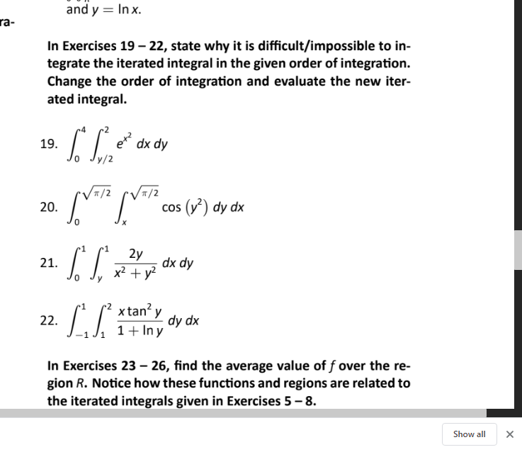 Solved and y = In x. ra- In Exercises 19-22, state why it is | Chegg.com