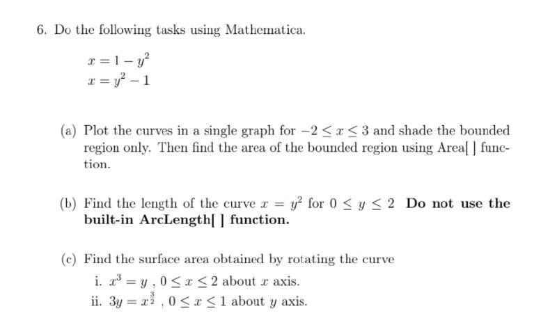 Solved 6. Do the following tasks using Mathematica. r=1-12 | Chegg.com
