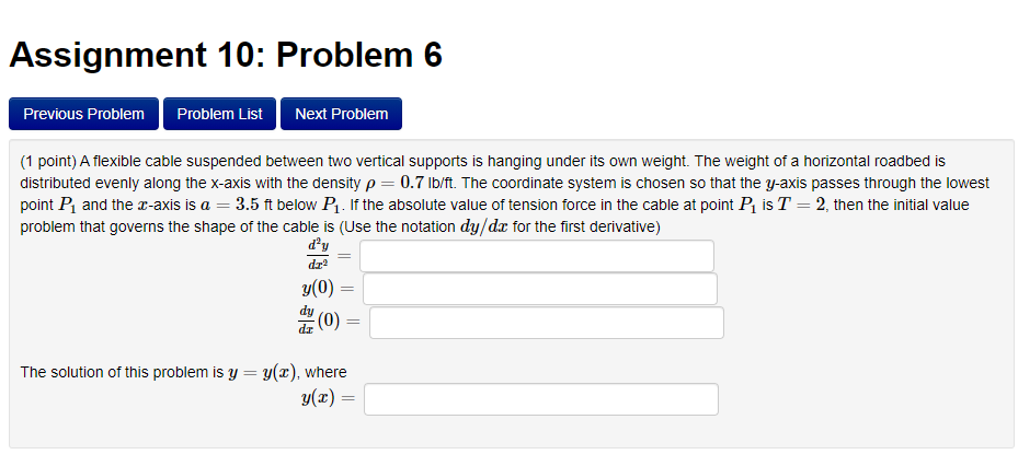 Solved Assignment 10: Problem 6 Previous Problem Problem | Chegg.com