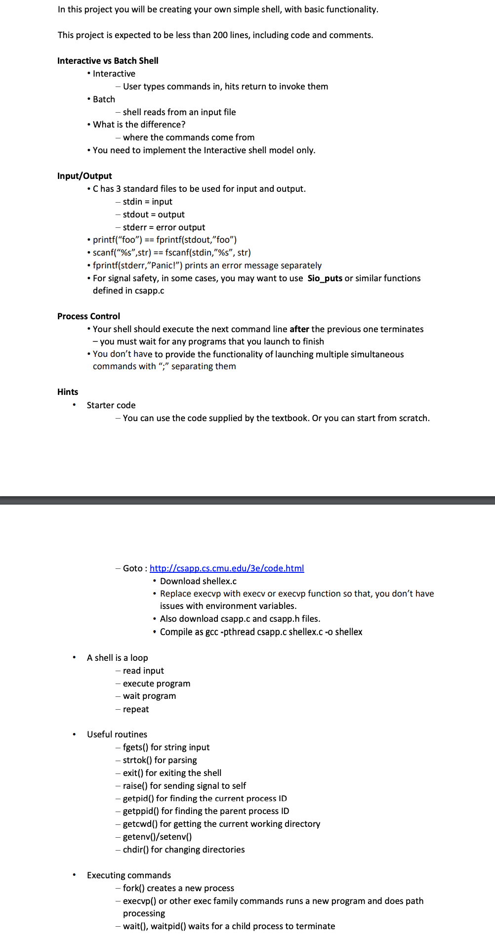 Solved C simple shell program with basic functionality | Chegg.com