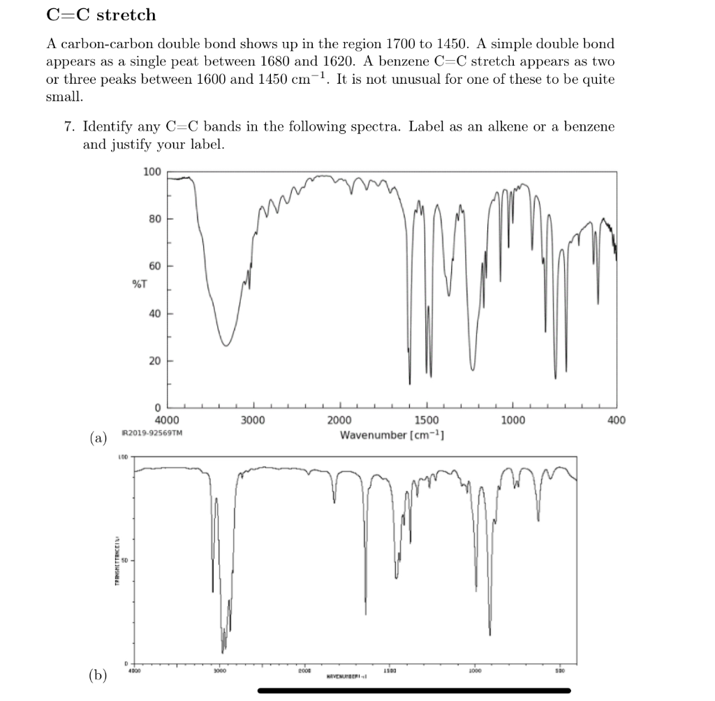 Solved C=C stretch A carbon-carbon double bond shows up in | Chegg.com