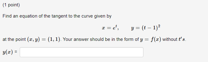 Solved Find an equation of the tangent to the curve given by | Chegg.com