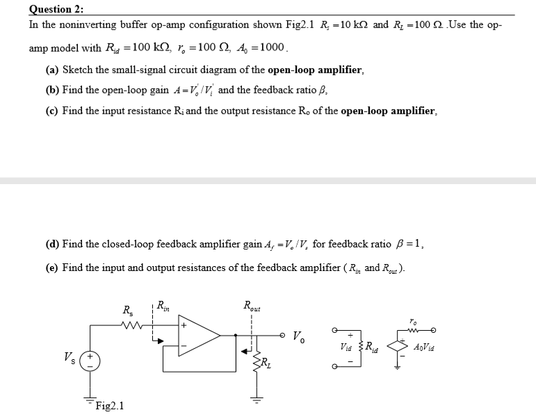 Solved Question 2: In the noninverting buffer op-amp | Chegg.com