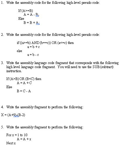 Solved 1 Write The Assermbly Code For The Following 