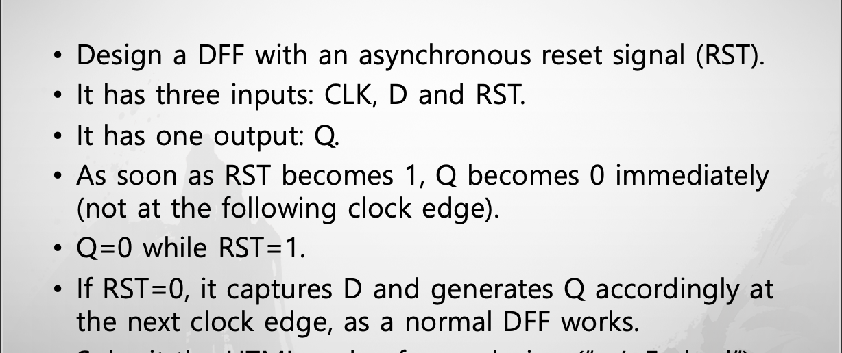 Solved . Design a DFF with an asynchronous reset signal | Chegg.com