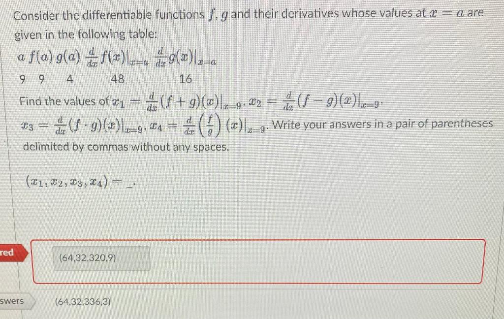 Solved Consider the differentiable functions f,g and their | Chegg.com