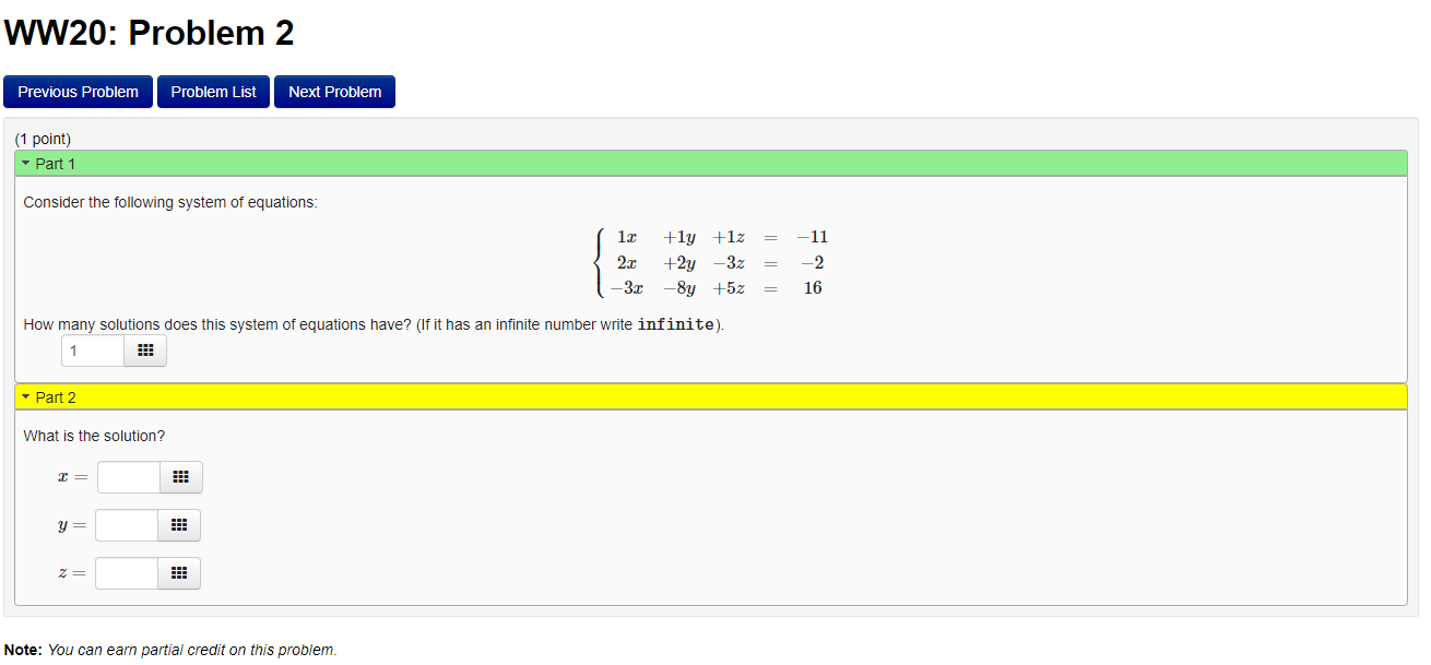 Solved Ww20 Problem 2 Previous Problem Problem List Next 8989