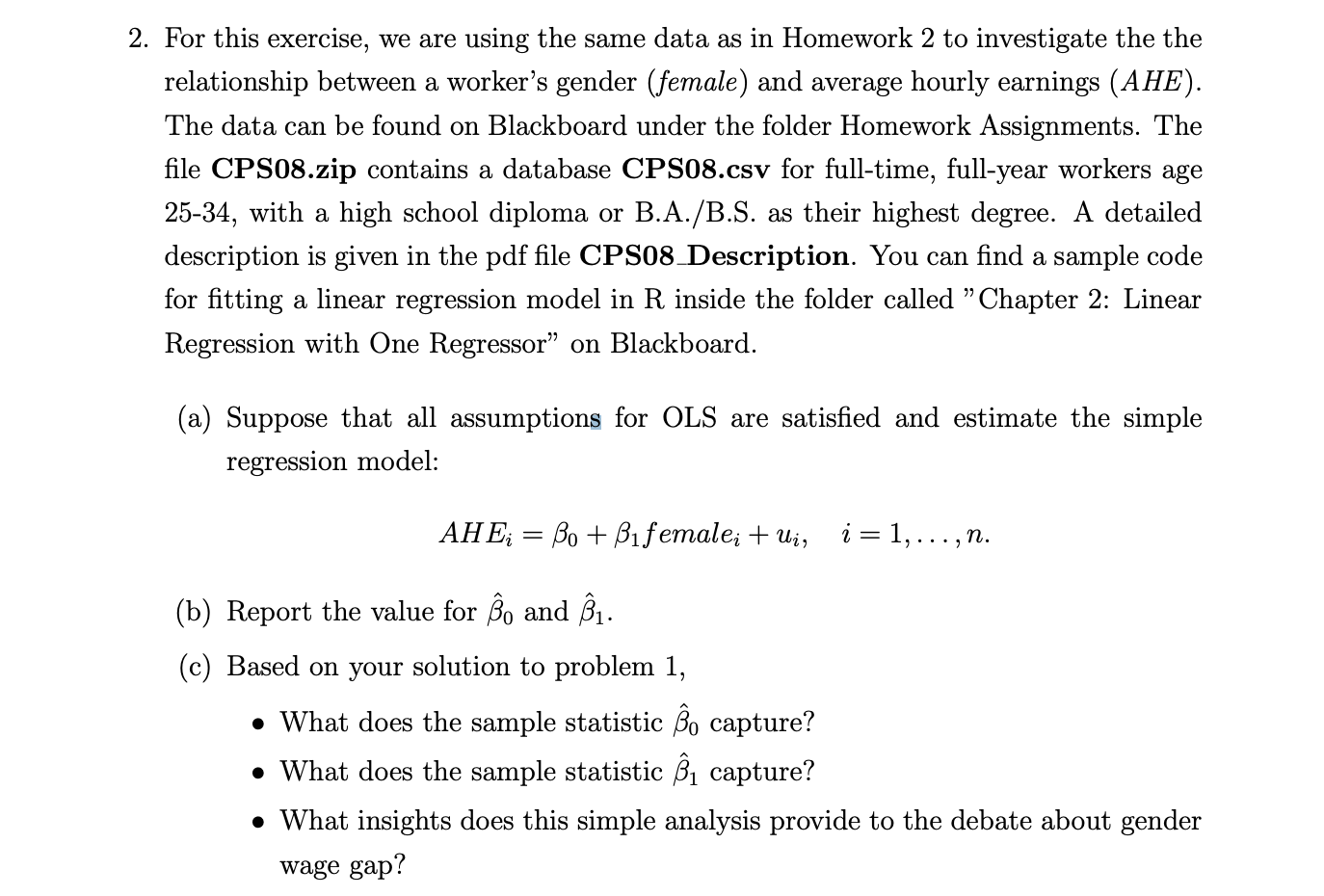 Solved For this exercise, we are using the same data as in | Chegg.com