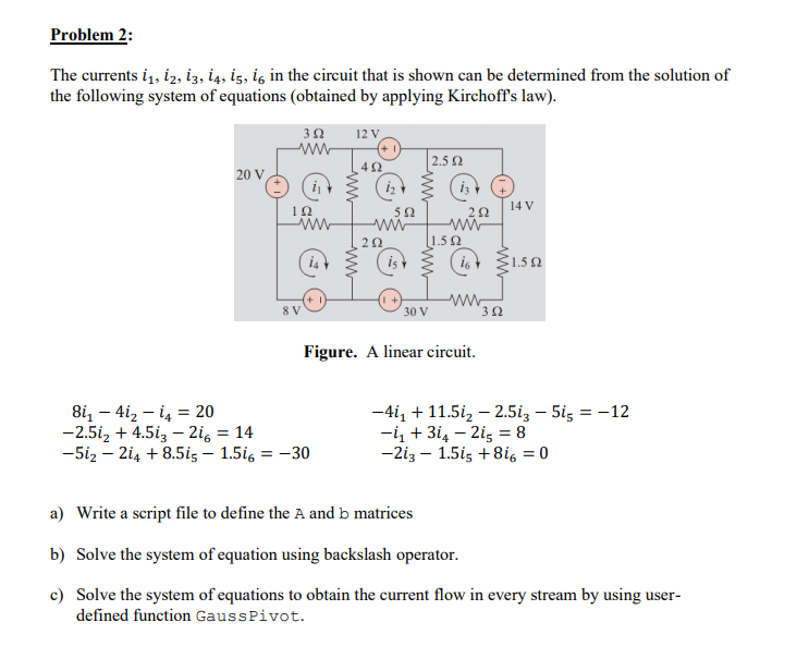 Solved Problem 2: The currents i1, 12, 13, 14, 15, 16 in the | Chegg.com