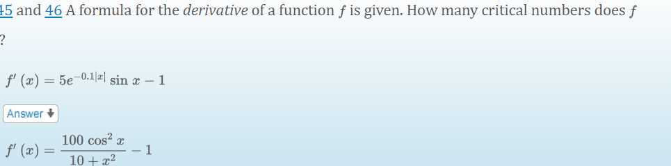 Solved A formula for the derivative of a function is given. | Chegg.com