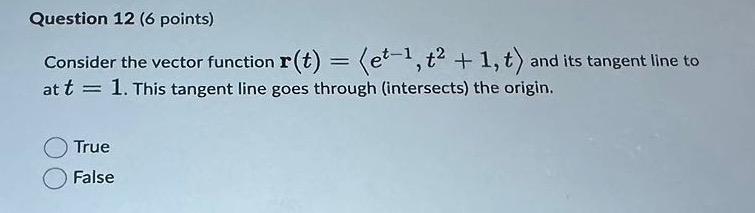 Solved Consider the vector function r(t)= et−1,t2+1,t and | Chegg.com